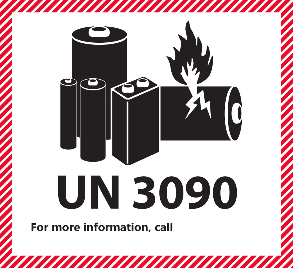 Lithium ion batteries UN 3090 SABLON 120x110 mm, v